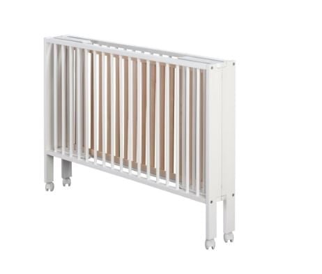 Ξυλινο white Πτυσομενο-Σπαστο Παρκοκρεβατο Baby Cot με φρενα & τροχους ...